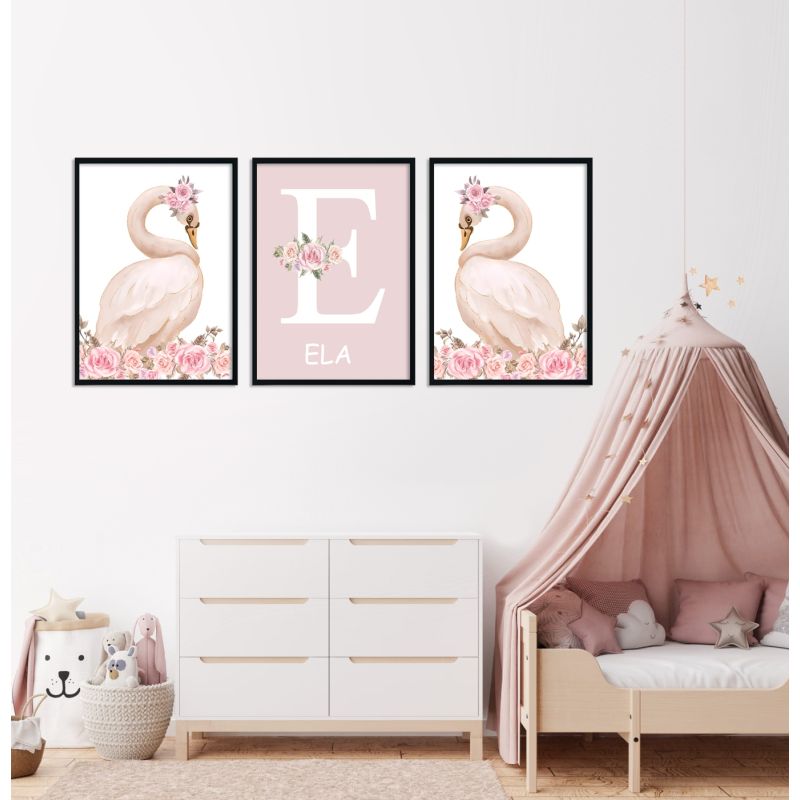 Affisch - Rosa Svanen/ Personlig / Set med 3