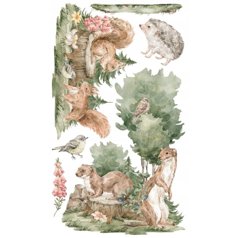 Väggdekal - Vesslor och ekorrar